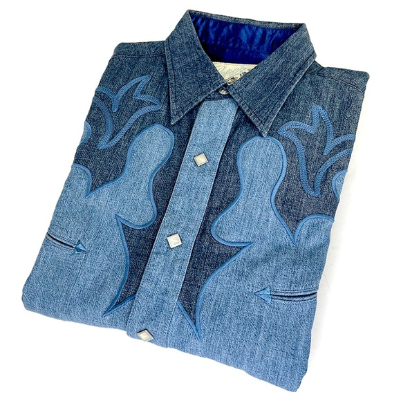 Roper | Shirts | Vintage Roper Blue Denim Western Shirt | Poshmark